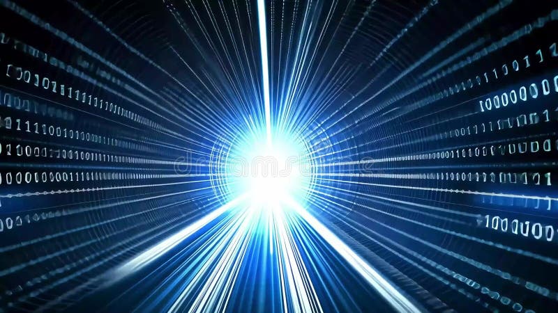 Bright Light at End of Digital Binary Code Tunnel, Symbolizing Data Speed and Technology Stock ...