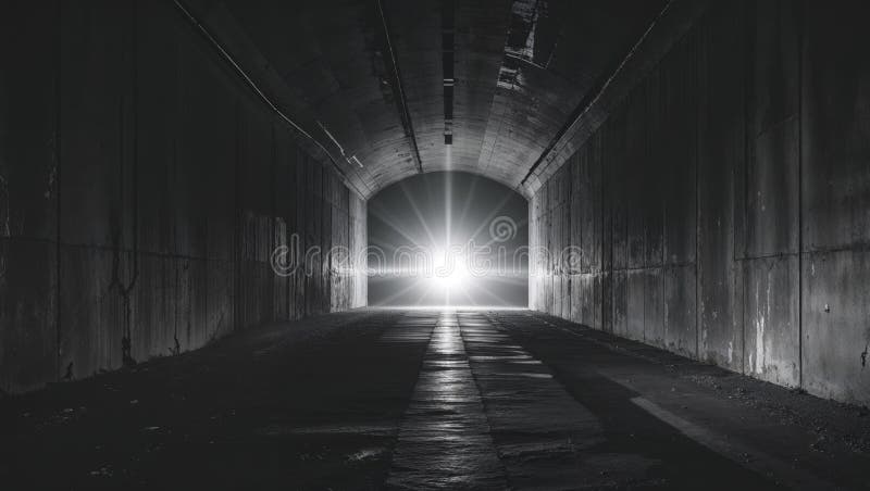 Bright Light at the End of a Long Industrial Corridor Stock Image ...