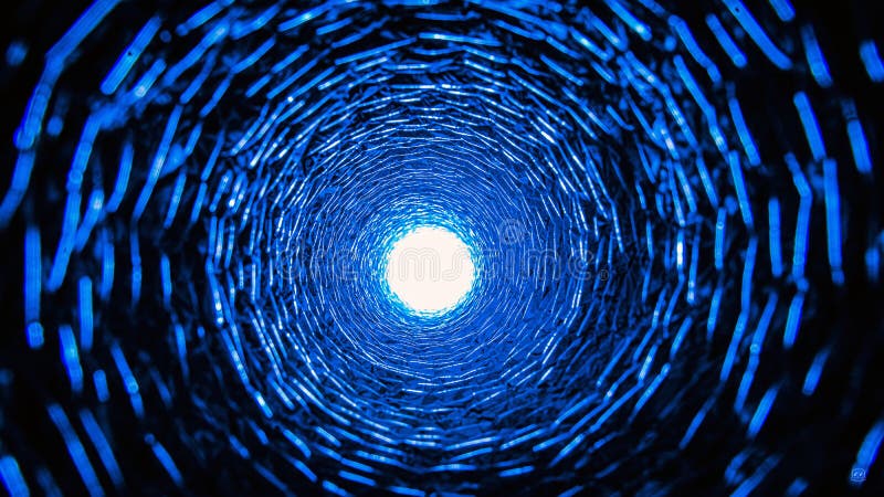 Bright Light at the End of the Tunnel Illuminated by Blue Color Stock ...
