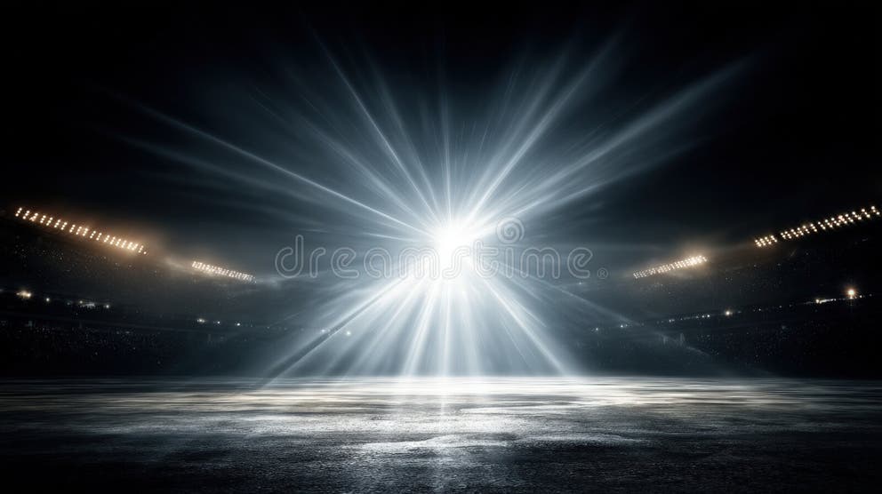 Generative AI Bright Spotlight Beam Lighting Effect on Dark Stage with ...