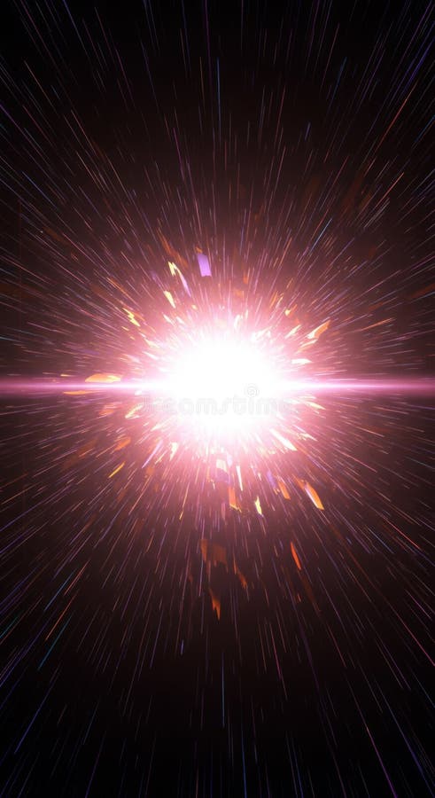 Bright Light Explosion in Dark Space Background Stock Illustration ...