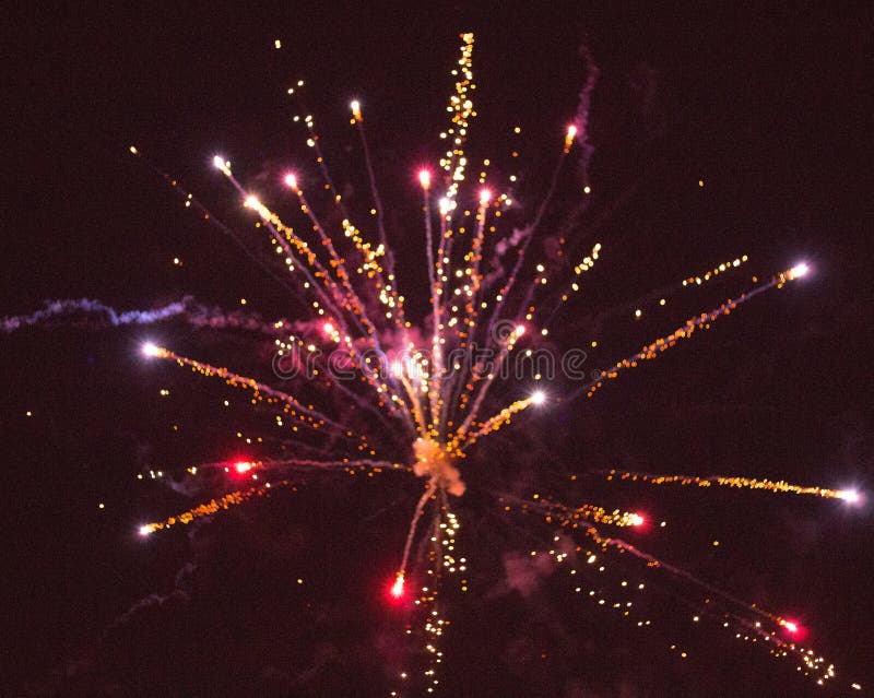 Bright Light Firework in Night Sky Stock Photo - Image of festival ...