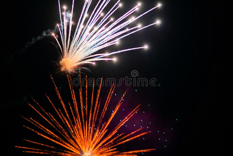 Bright Light Flash of Fireworks, Against the Background of the Night ...