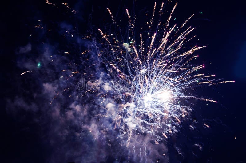 Bright Light Flash of Fireworks, Against the Background of the Night ...