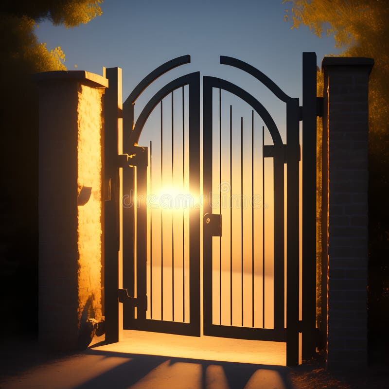Bright Light Gate, Generative AI Illustration Stock Illustration ...