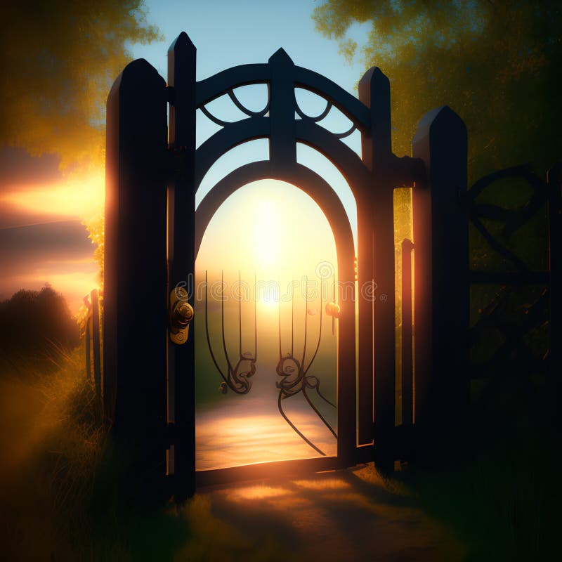 Bright Light Gate, Generative AI Illustration Stock Illustration ...