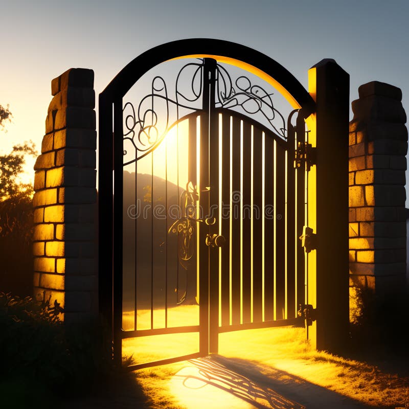 Bright Light Gate, Generative AI Illustration Stock Illustration ...