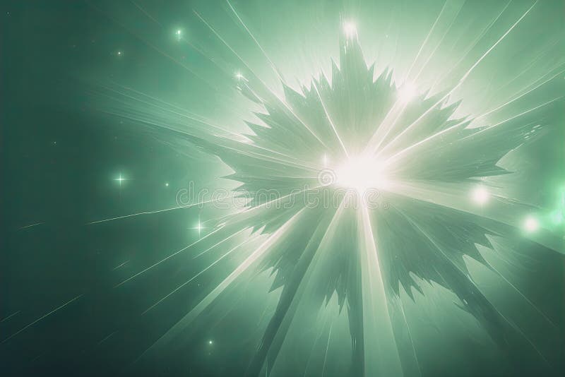 Bright Light on Green Background or Wallpaper, Star Leaf Symbol with ...