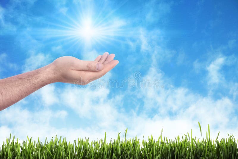 Bright Light in Hand. Solar Energy Concept Stock Image - Image of light ...