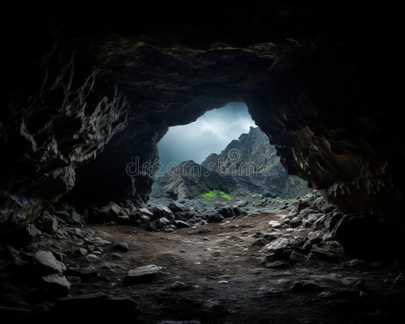 Bright Light Hope Light Concept in the Cave. Stock Illustration ...