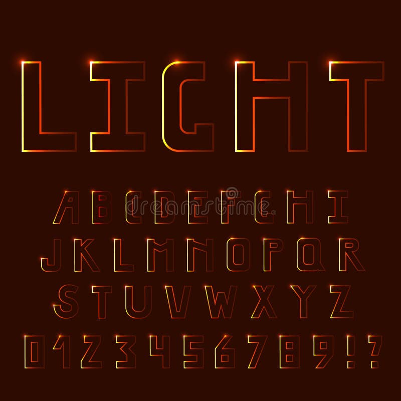 Bright Light, Neon Font. Uppercase Letters. Stock Vector - Illustration ...