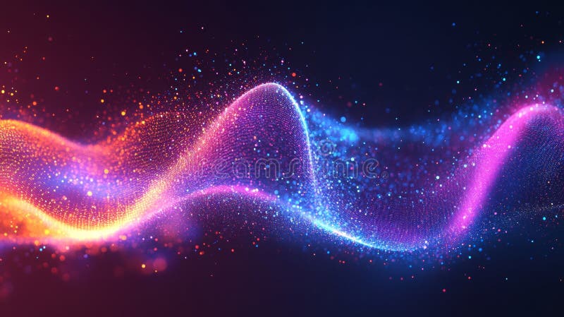 Bright Light Particles Wave. Colorful Dots Flow Background. Abstract ...