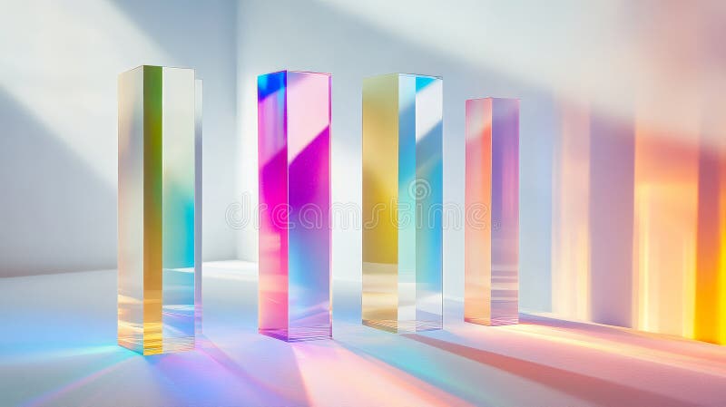 Bright Light Passes through Transparent Prisms, Creating Soft yet ...