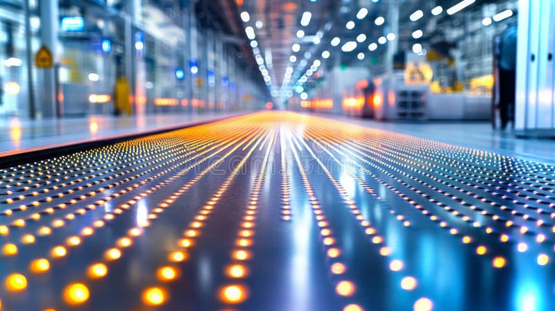Bright Light Patterns in a Modern Factory Showcasing Advanced ...
