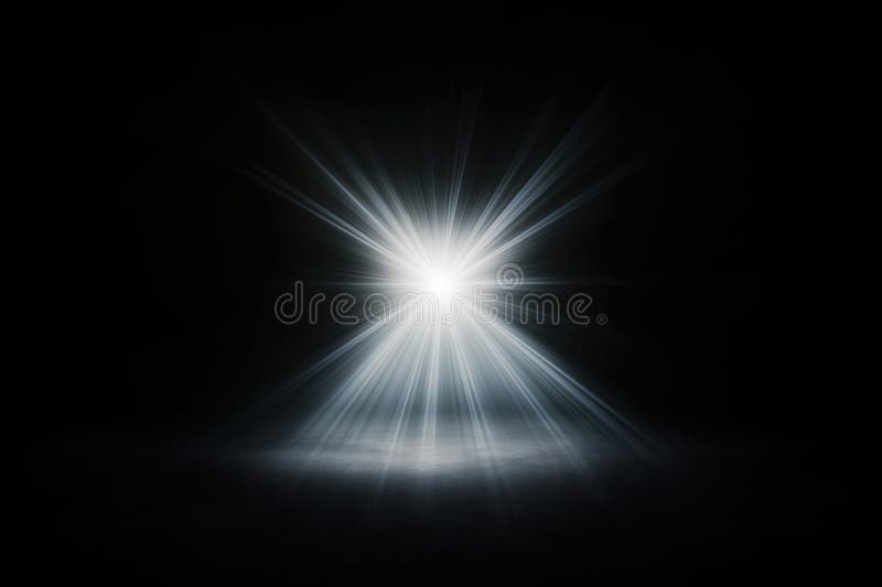 Bright Light Rays Radiate from Center on Dark Background. Dramatic ...