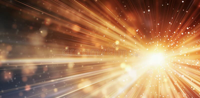 Bright Glowing Light Rays with Sparkling Particles in a Warm Color ...