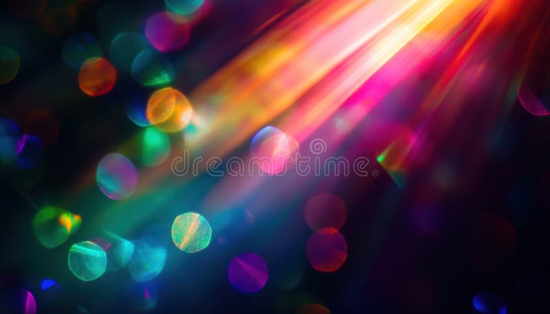 Colorful Light Rays with Bokeh Effect in a Dark Background during ...