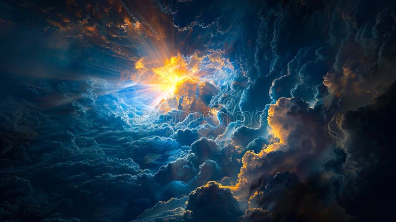 A Bright Light Shines through Clouds in the Sky Stock Image - Image of ...