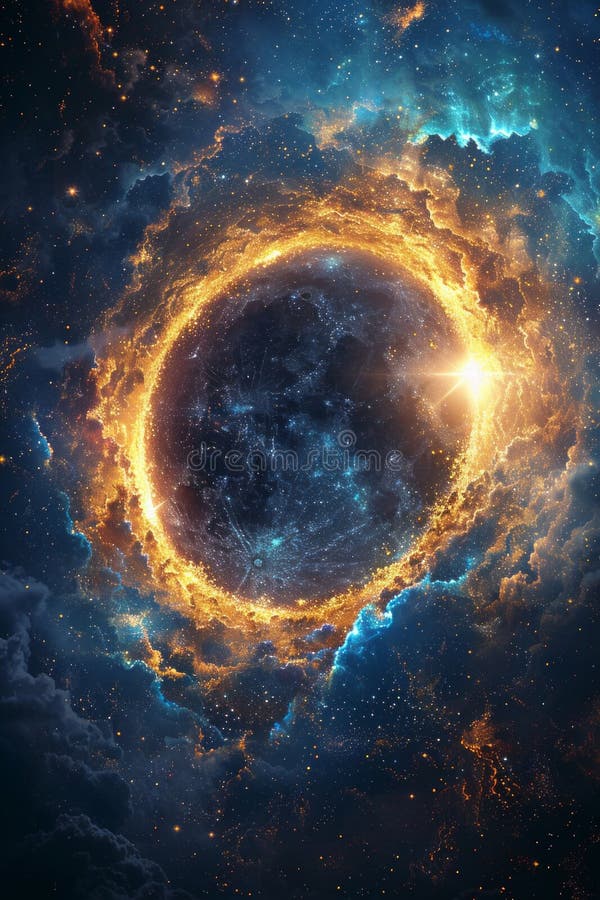 A Bright Light Shines through a Hole in the Center of an Orange Star ...