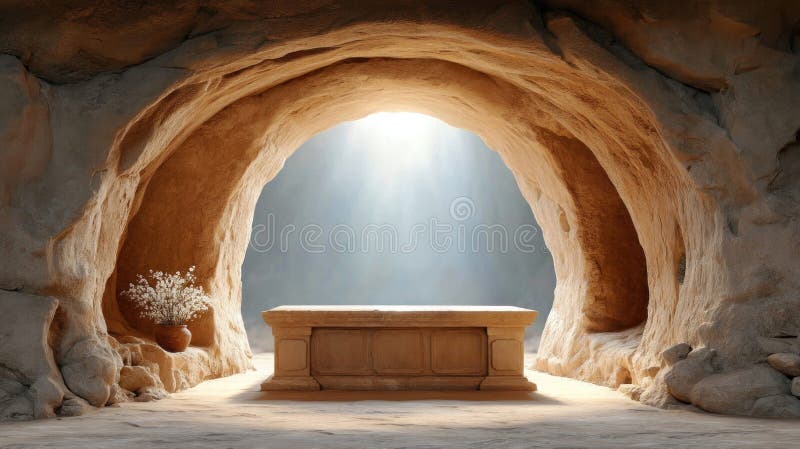 The Bright Light Shining upon an Empty Tomb Representing Resurrection ...