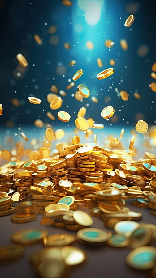 Bright Light Shining on Pile of Gold Coins Stock Illustration ...