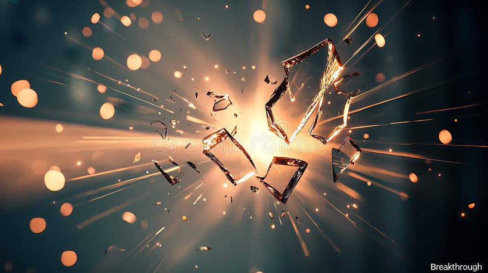 A Bright Light is Shining on a Shattered Glass Object Stock Photo ...