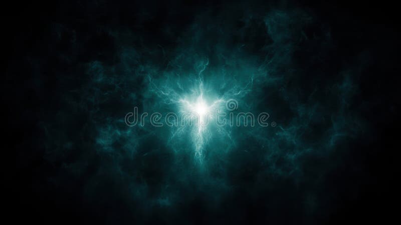 A Bright Light Source in the Center of a Dark, Cloudy Sky. Stock Image ...