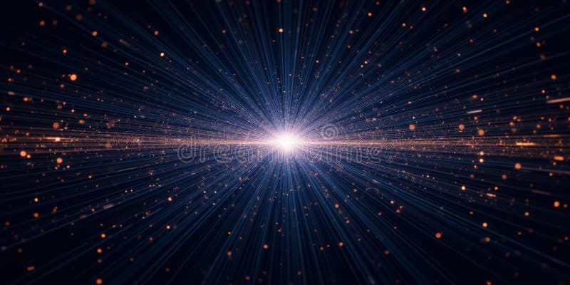 Bright Light Source at the Center with Glowing Elongated Particles and ...