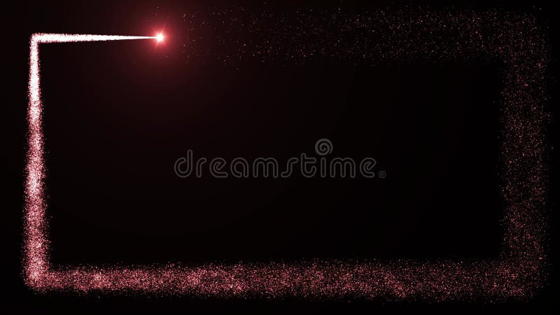 Bright Light Source Draws a Rectangular Frame of Red Particles on a ...