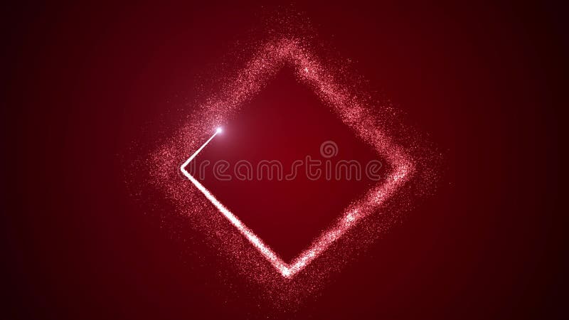 Bright Light Source Draws a Square Frame of Particles on a Gradient Red ...