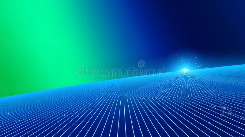 A Bright Light Source Shines at the Horizon Where a Gradient Green ...