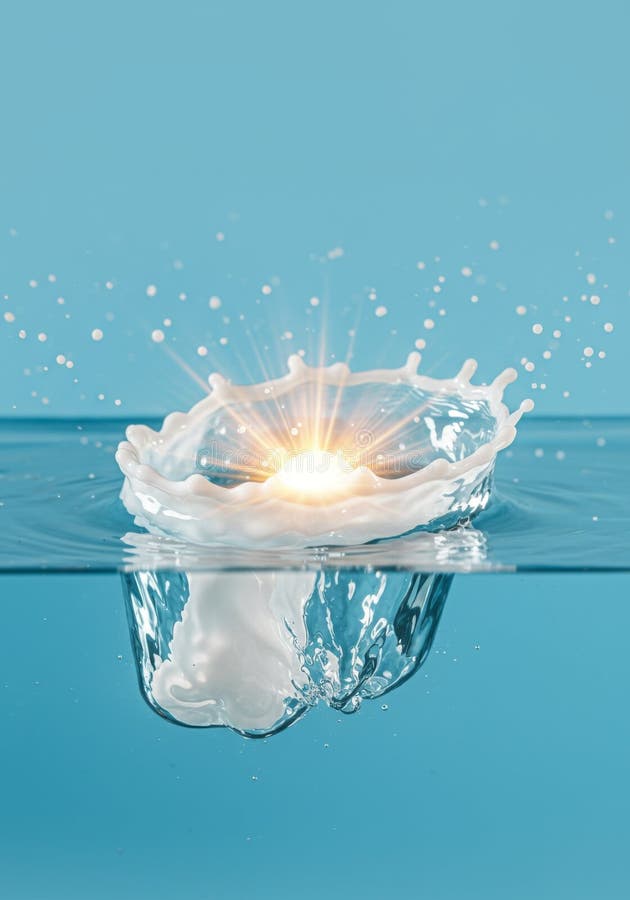 Bright Light Splashing in Blue Water Milk Stock Illustration ...