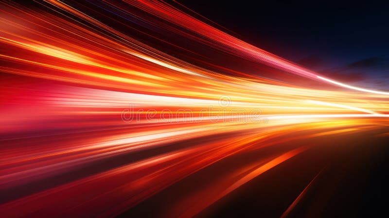 Bright Light Streaks in Motion Against a Dark Background. Digital ...