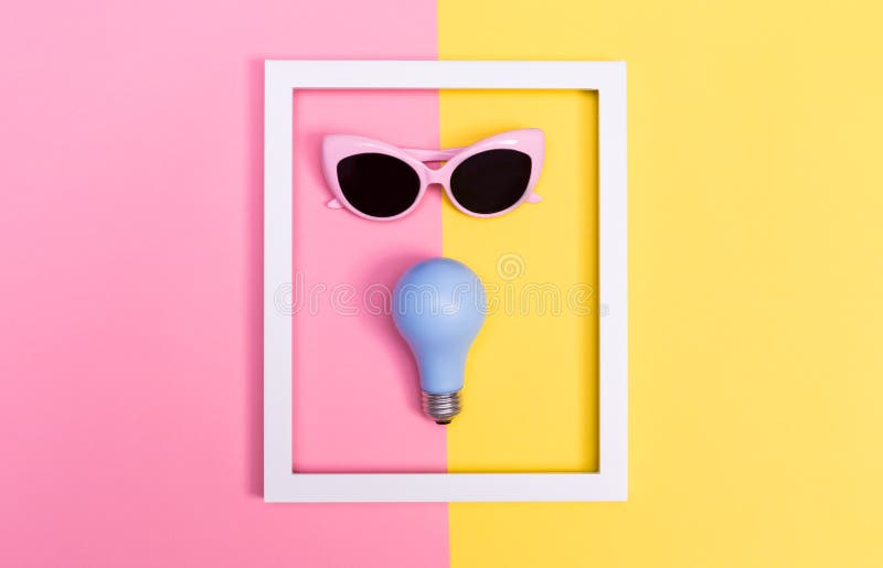Bright Light Theme with Lightbulb and Sunglasses Stock Photo - Image of ...