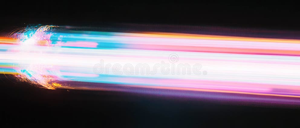 Bright Light Trails Create Dynamic Spark Effects on a Black Background ...