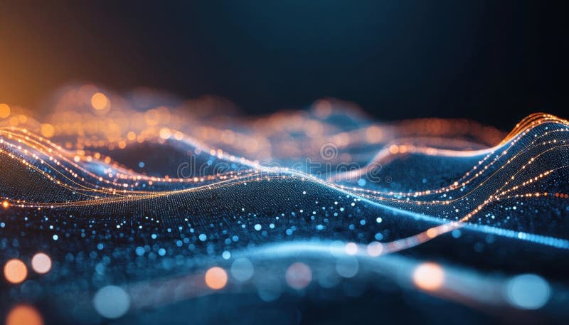 Colorful Light Waves in a Dark Space Representing Data Flow or Digital ...