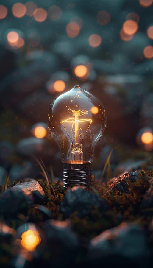 Bright Lightbulb in Dark, Creative Solution Concept with Space for ...