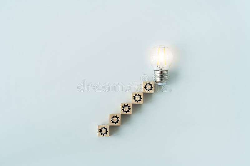 Bright Lightbulb or Glowing Lamp. Success Idea of Business Working ...