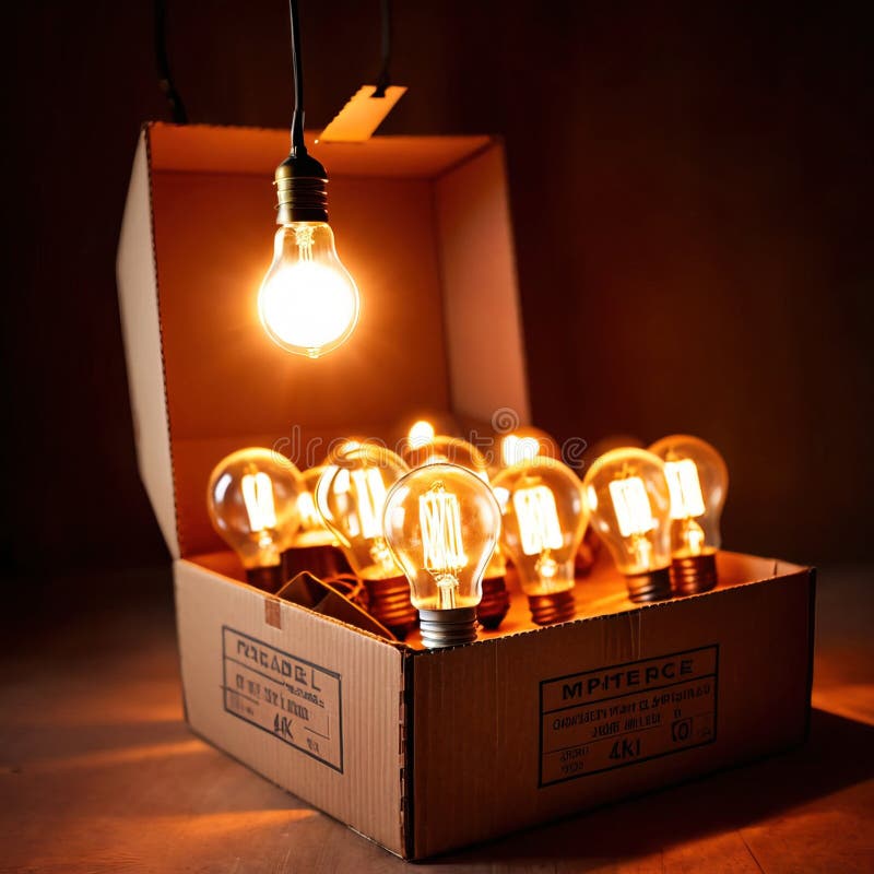 Bright Lightbulbs Stored in Cardboard Box, Indicating Storage and ...