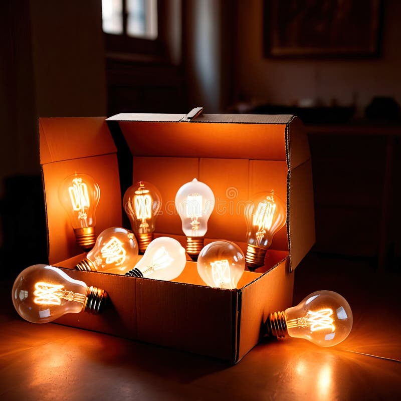 Bright Lightbulbs Stored in Cardboard Box, Indicating Storage and ...