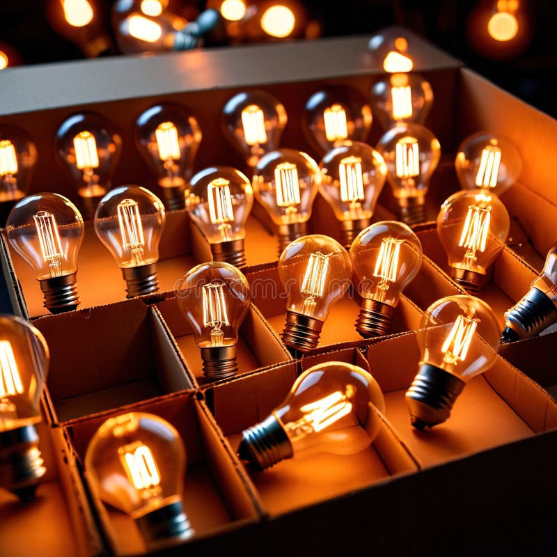 Bright Lightbulbs Stored in Cardboard Box, Indicating Storage and ...