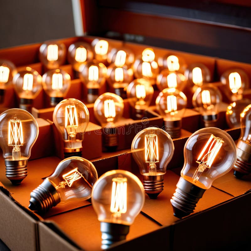 Bright Lightbulbs Stored in Cardboard Box, Indicating Storage and ...