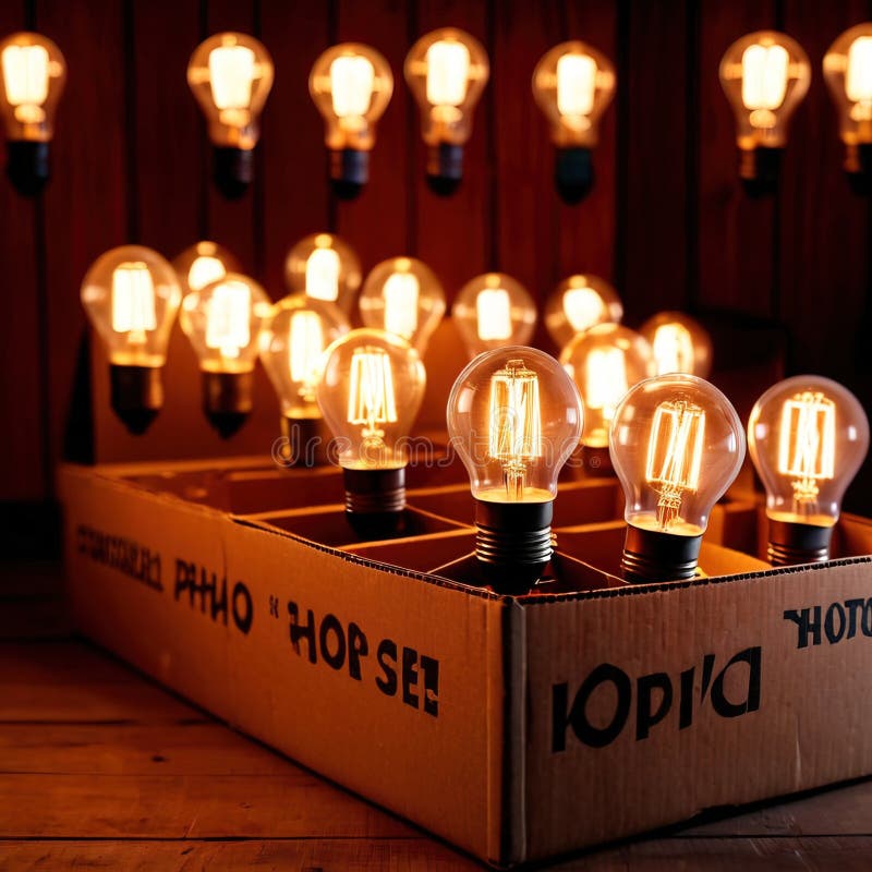 Bright Lightbulbs Stored in Cardboard Box, Indicating Storage and ...