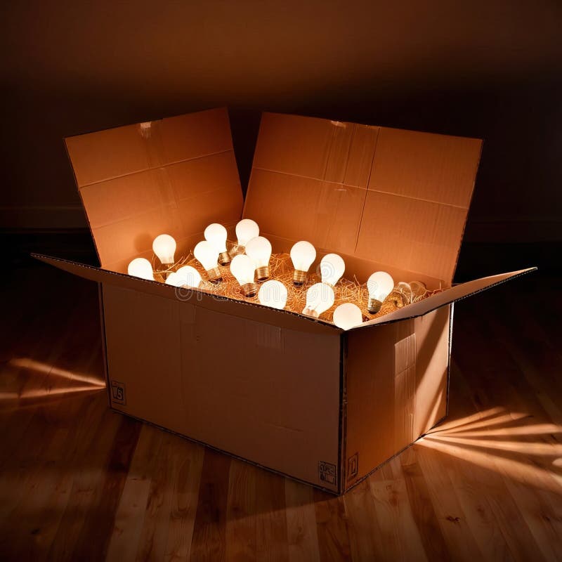 Bright Lightbulbs Stored in Cardboard Box, Indicating Storage and ...