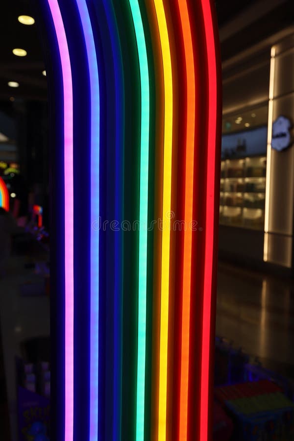 Bright Lighting of Buildings and Structures Close-up Stock Illustration ...