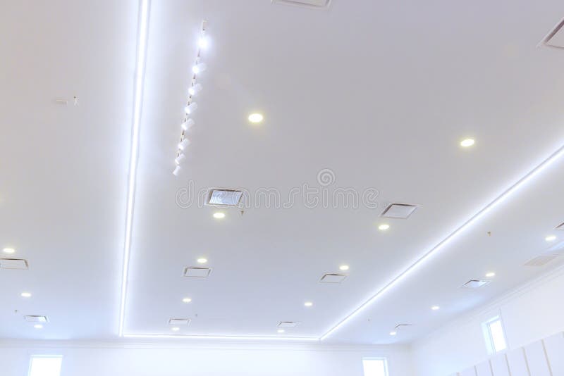 Modern Ceiling Design with Bright Lights and Clean Lines in a Spacious ...