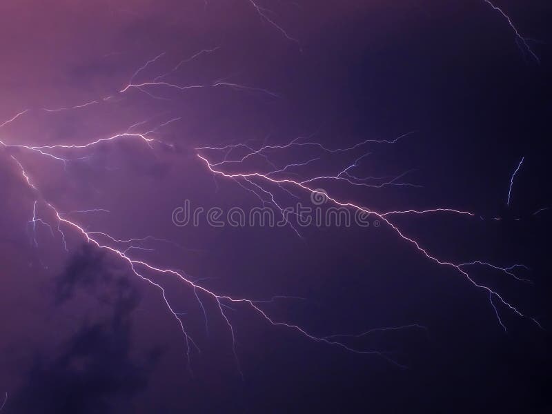Bright Lightning on the Blue Sky at Night. Background Photo with ...