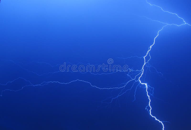 Bright Lightning on the Blue Sky at Night. Background Image with ...