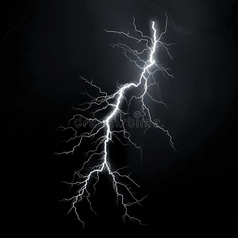 Bright Lightning Bolt in the Dark Sky Stock Illustration - Illustration ...
