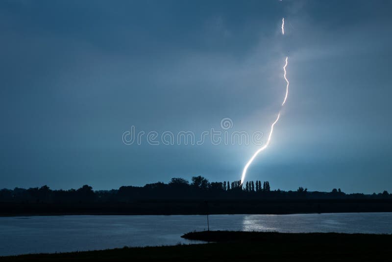 Two Bright Lightning Bolts Strike in the Vicinity of Gouda, Holland ...